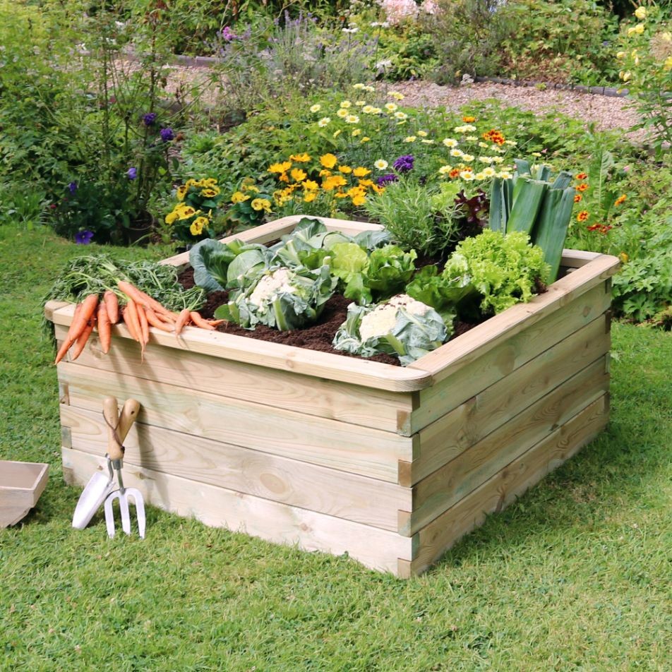 Wooden Garden Planters | Zest Square Sleeper Raised Bed