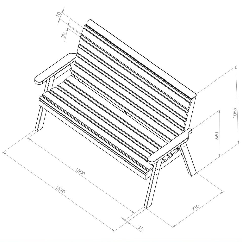 Wood Garden Bench | Zest Freya 3 Seater bench