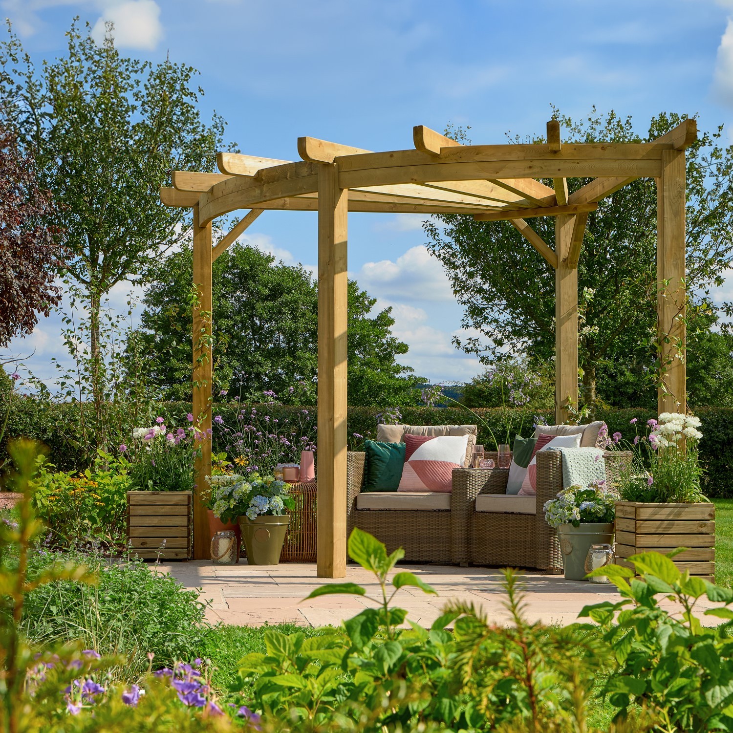Forest Premium Radial Pergola | Wooden Corner Pergolas