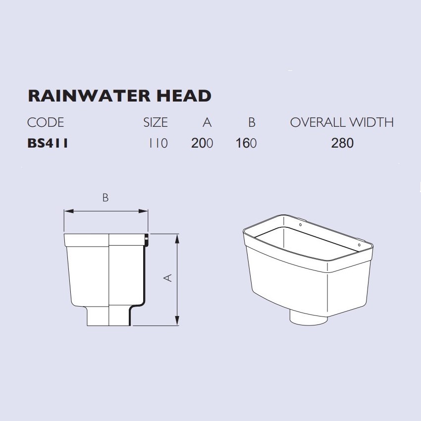 Brett Martin BS411 110mm Rainwater Head | Plastic Gutter