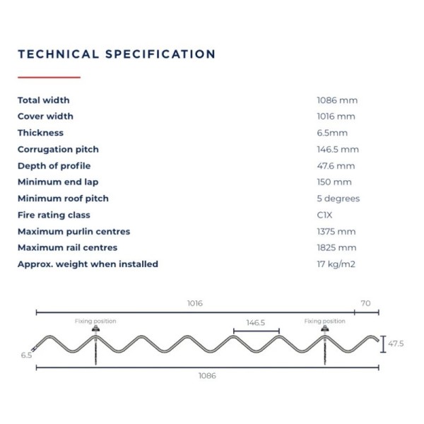 Briarwood Big Six Fibre Cement | Natural Grey Euro Six Sheet